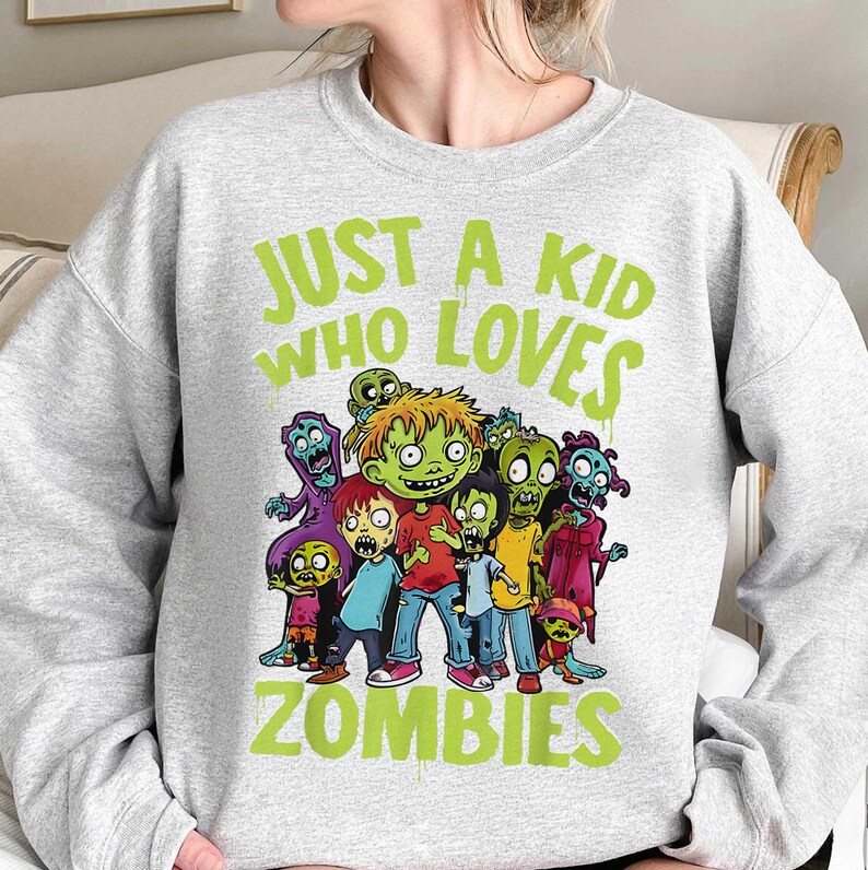 Just A Kid Who Loves Zombies Halloween Digital File for Sublimation ...