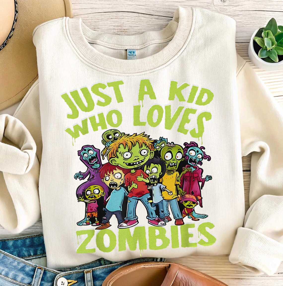 Just A Kid Who Loves Zombies Halloween Digital File for Sublimation ...