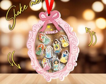 Personalized Disney Princess Shaker Ornament, Disney Christmas Ornament ...