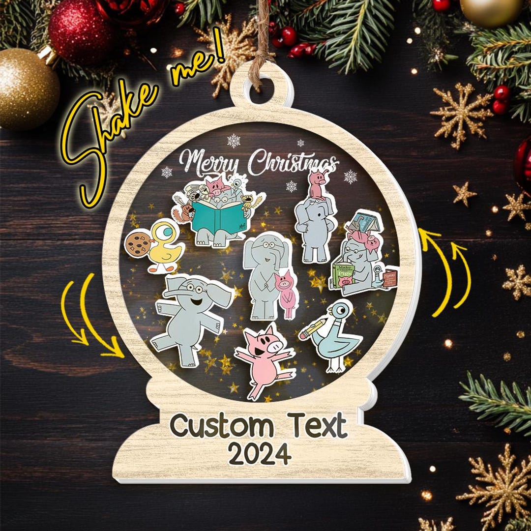 Personalized Elephant and Piggie Shaker Ornament, Book Characters ...