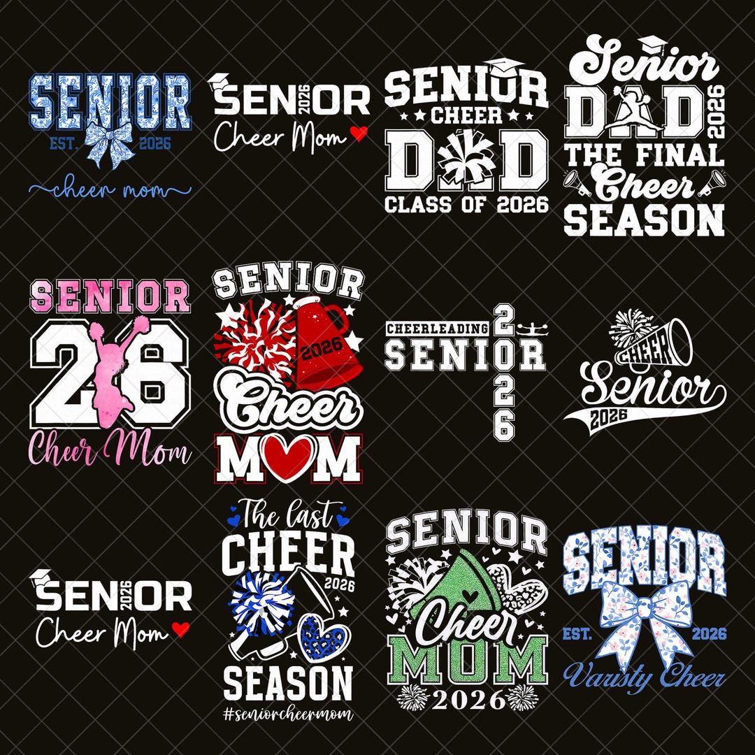 Senior 2026 Cheer Mom PNG Bundle, Cheerleading Senior Night Clipart ...