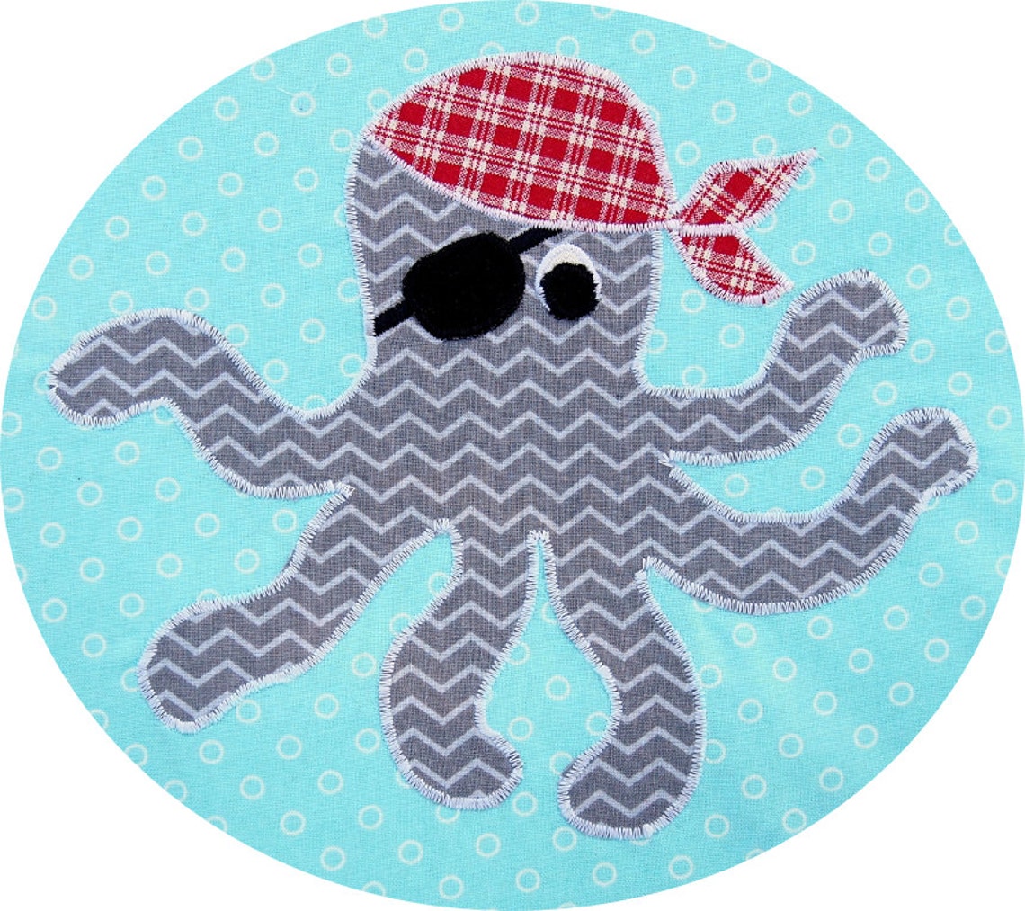 Pirate Octopus Applique Pattern - Instant Download - Etsy