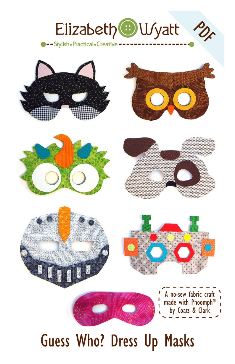 Guess Who? Dress up Mask Pattern - No Sew Fabric Craft - Instant ...