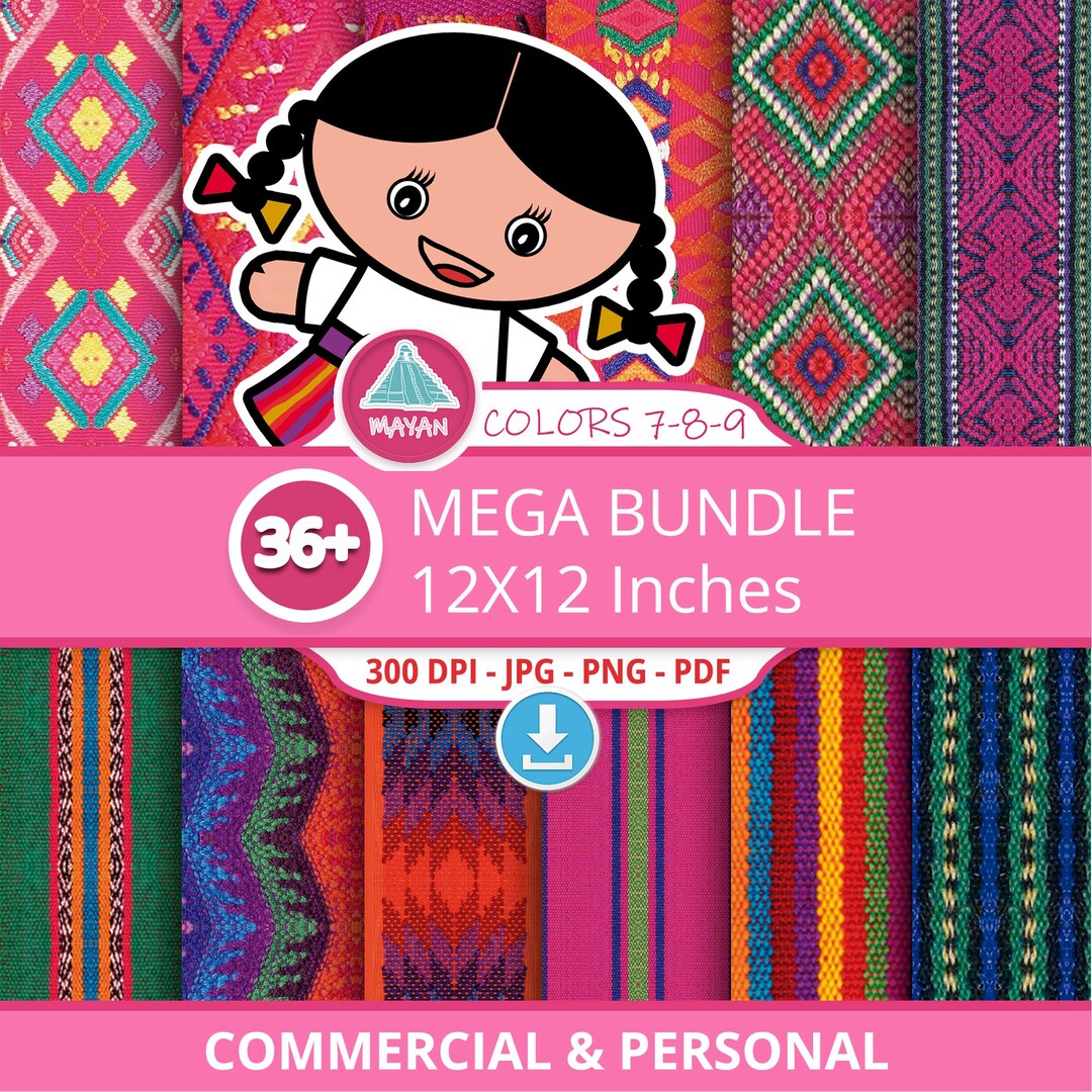 Otomi Aztec Digital Print: Mexican Serape Fabric, Wallpaper (PDF, PNG ...