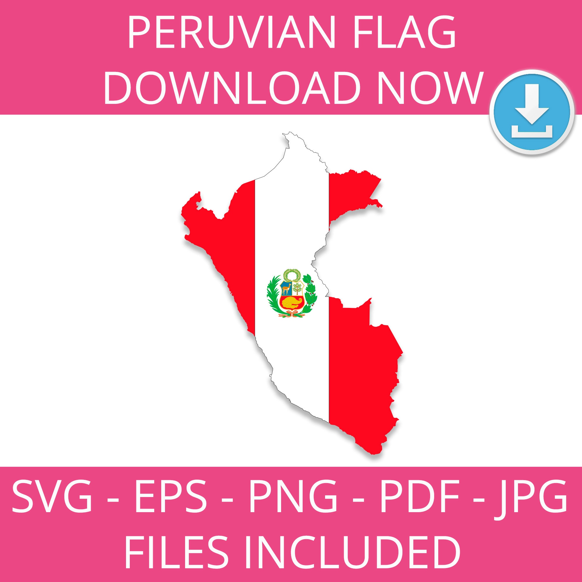 Peruvian Flag Svg Png Eps Jpg Art Pdf Vector Image - Etsy