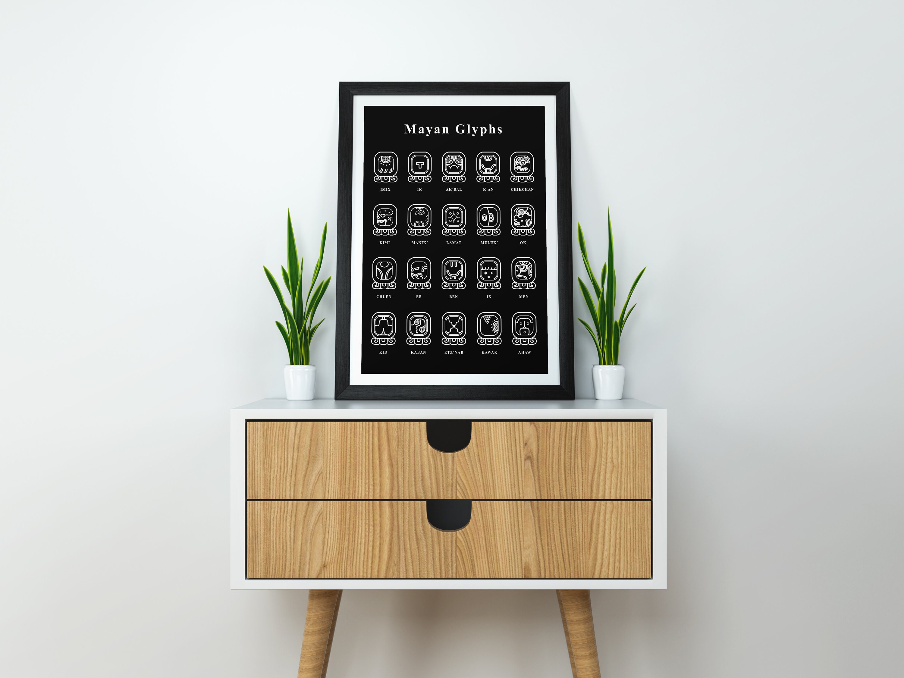 Mayan Aztec, Mayan Print, Mayan Glyph, Mayan Gift, Mayan Wall Art ...