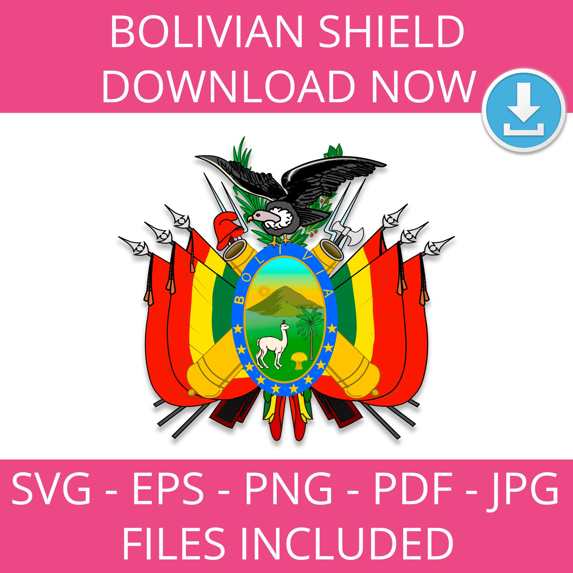 Bolivian Flag, Svg, Png, Eps, Jpg, Art, Pdf, Map, National, America ...