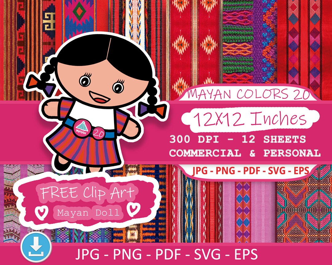 Mexican Otomi Fabric Print: Aztec Textile Digital Bundle (PDF, SVG, EPS ...