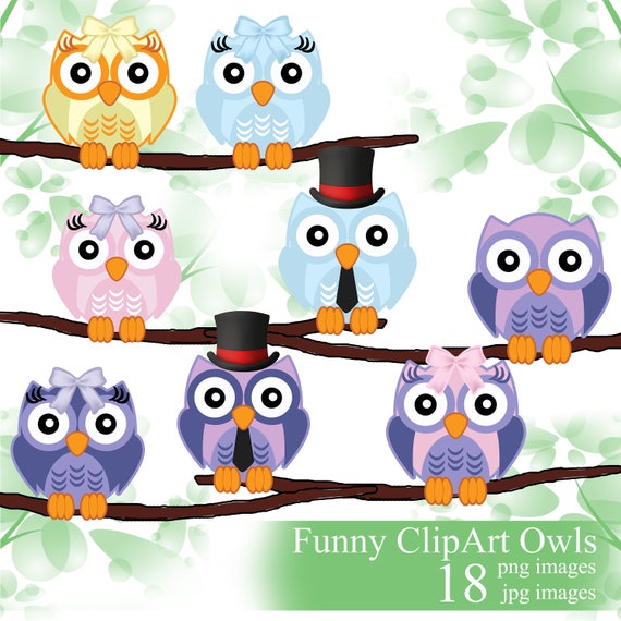 Owl Digital Clipart Owls Clip Art Set Owl Digital Print Owl - Etsy