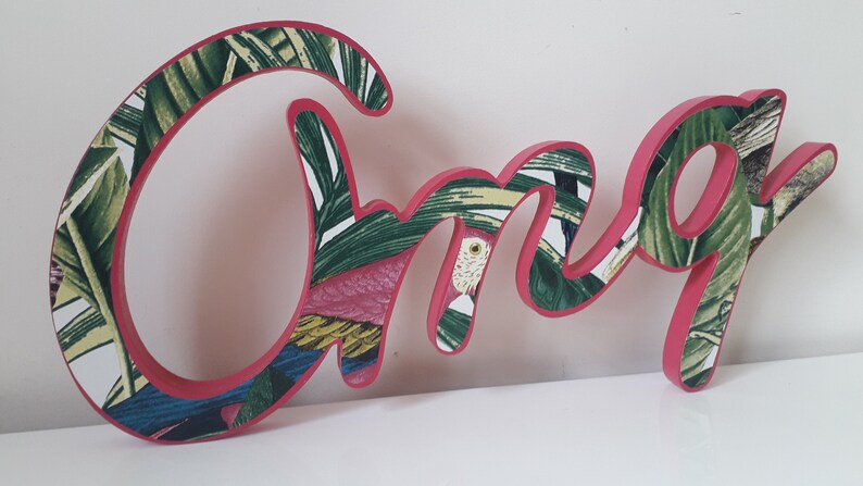 OMG.... Wooden Word With a Tropical Collage Print - Etsy