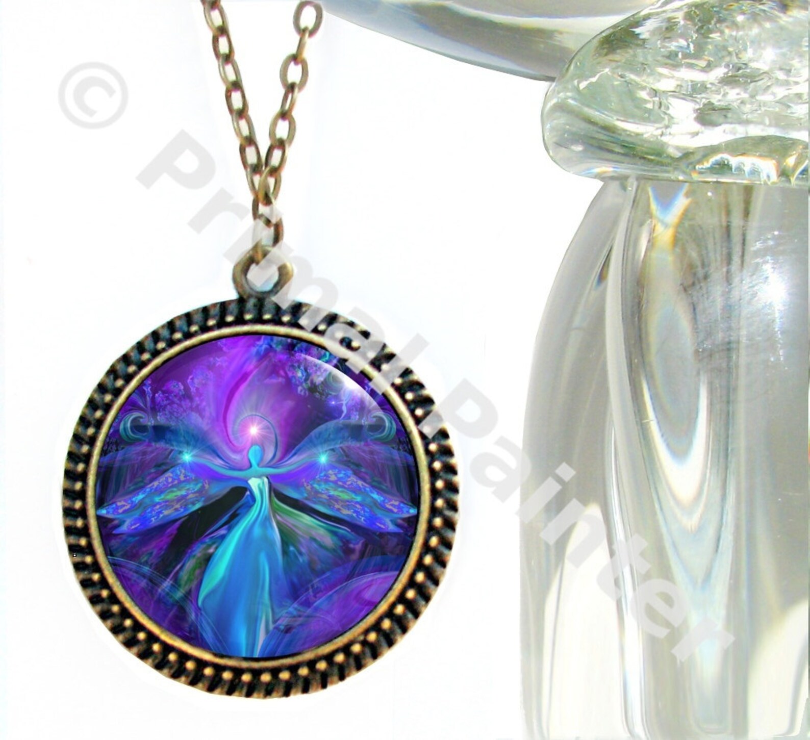 Third Eye Necklace Angel Art Purple Jewelry Meditation - Etsy