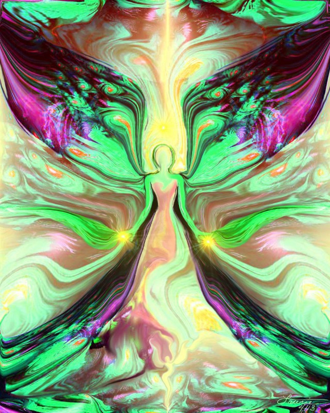 Pastel Swirl Angel Art Print, Reiki Inspired Visionary Art growth - Etsy