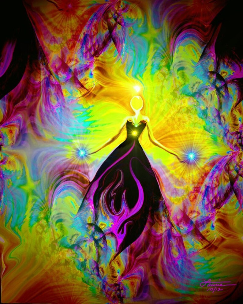 Visionary Art, Violet Flame, Angel Print, Rainbow Swirls, "empowerment ...