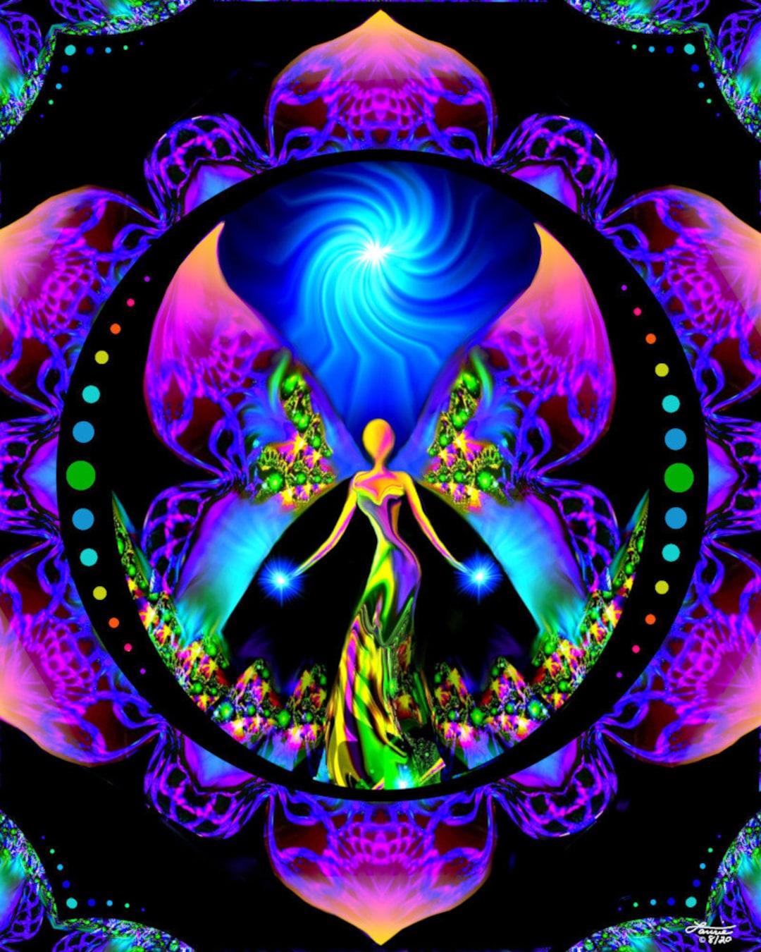 Mandala Angel Art, Reiki Attuned Energy, Visionary Wall Decor breaking ...