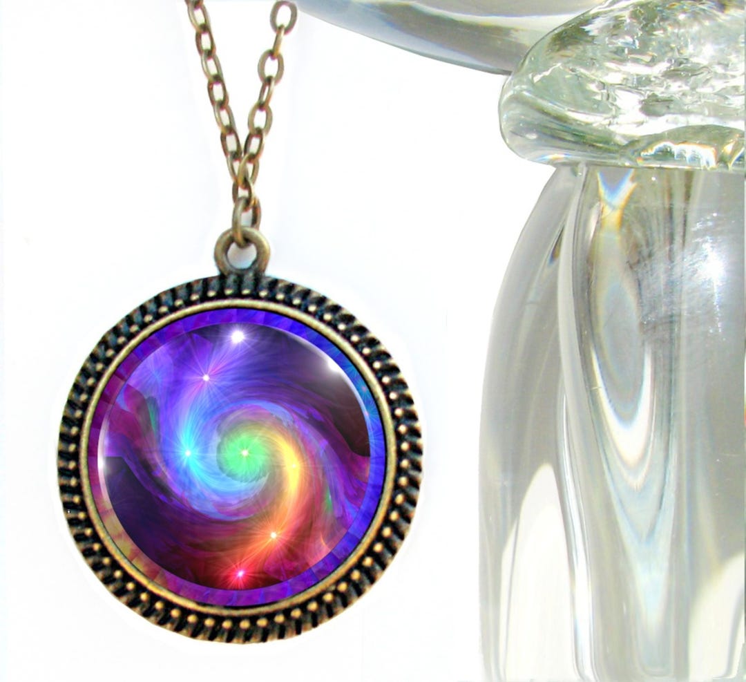 Chakra Swirl Art Necklace, Rainbow Jewelry, Colorful Metaphysical ...