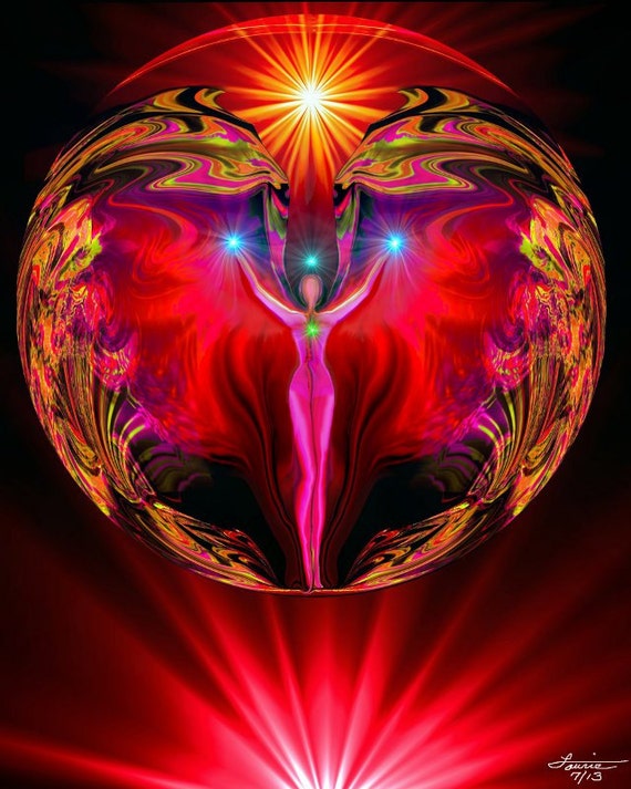 Red Root Chakra Visionary Art Reiki Angel Wall Decor | Etsy