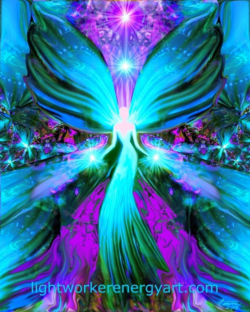 Blue Angel Art Stars Light Reiki Energy Print Meditation - Etsy