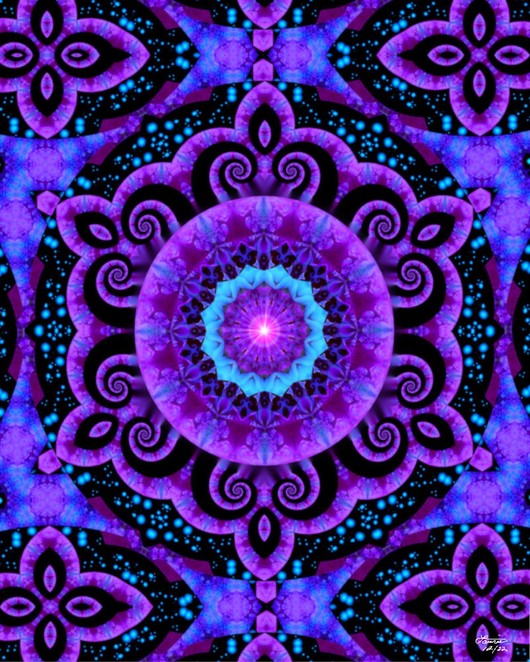 Purple Mandala Art Print, Sacred Geometry Reiki Energy, Purple Wall ...