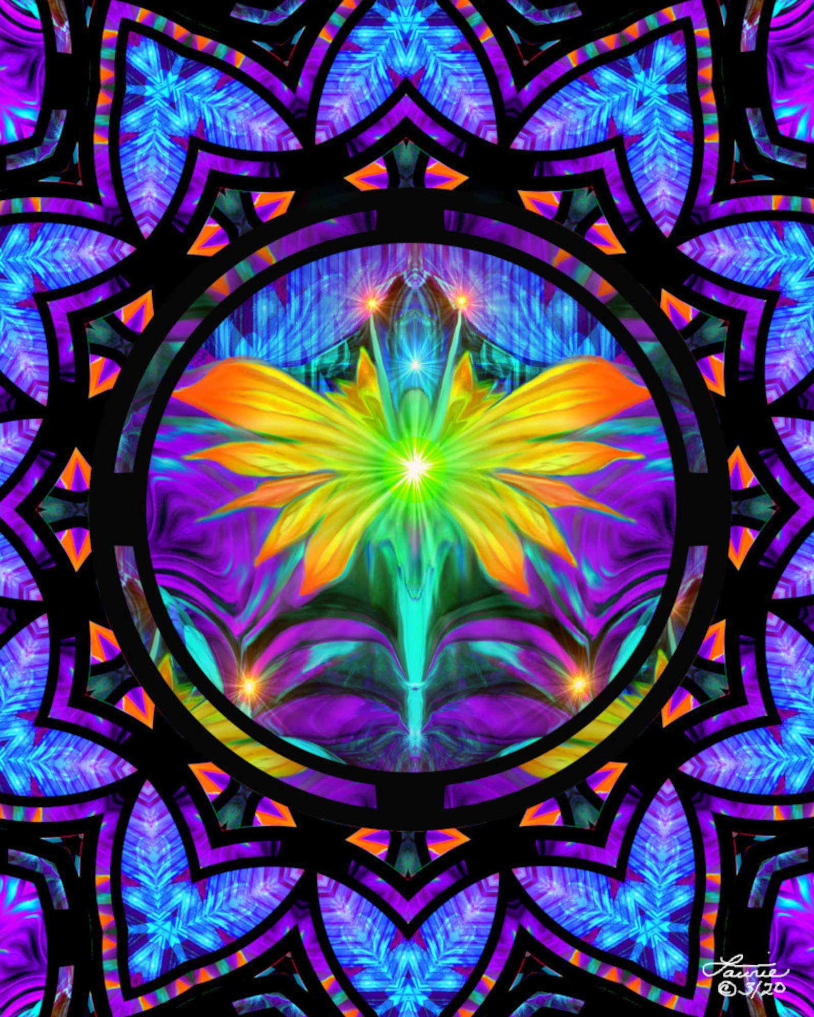 Mandala Fairy Art, Reiki Attuned Energy, Visionary Wall Decor ...