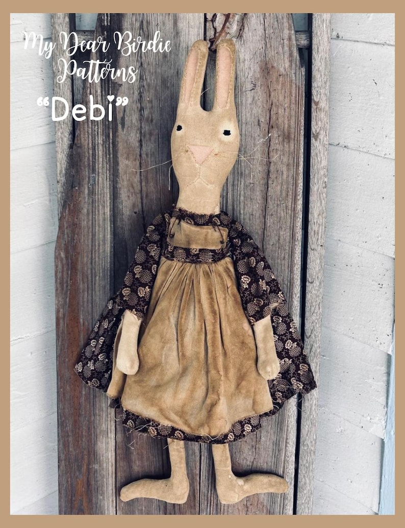 Primitive Bunny Rabbit Sewing Pattern: 21" Debra Lori Doll (PDF Pattern ...