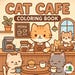 Cat Cafe Coloring Pages, Coffee Shop Coloring Book, Cute Cat Barista ...