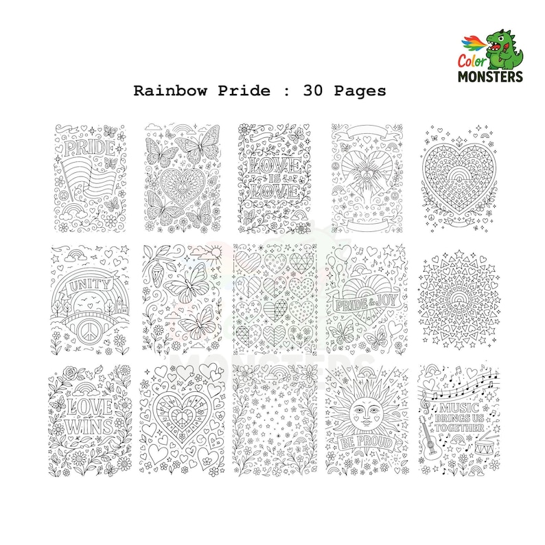 Rainbow Pride Coloring Book: Celebrate Diversity & Inclusion - Etsy