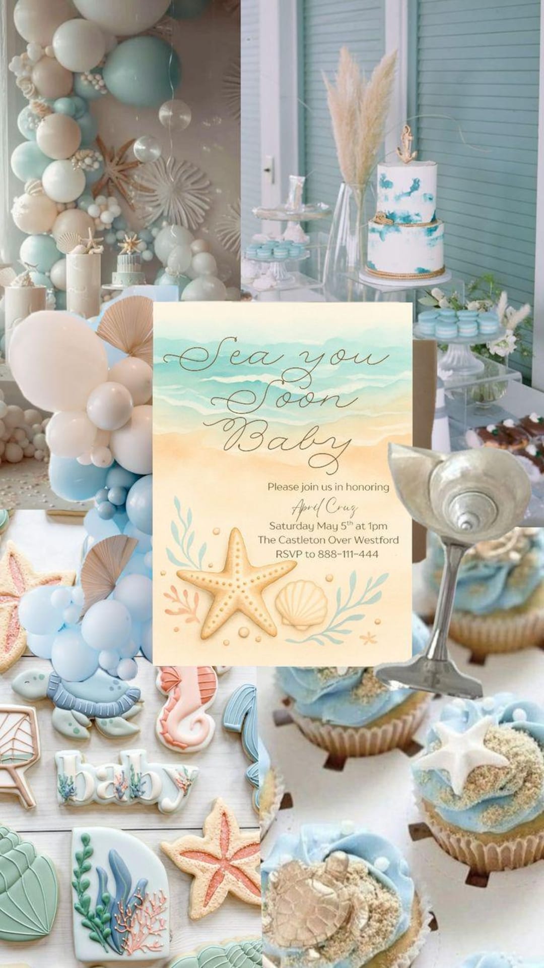 Sea You Soon Baby Shower Invitation Template | Ocean Theme Baby Shower ...