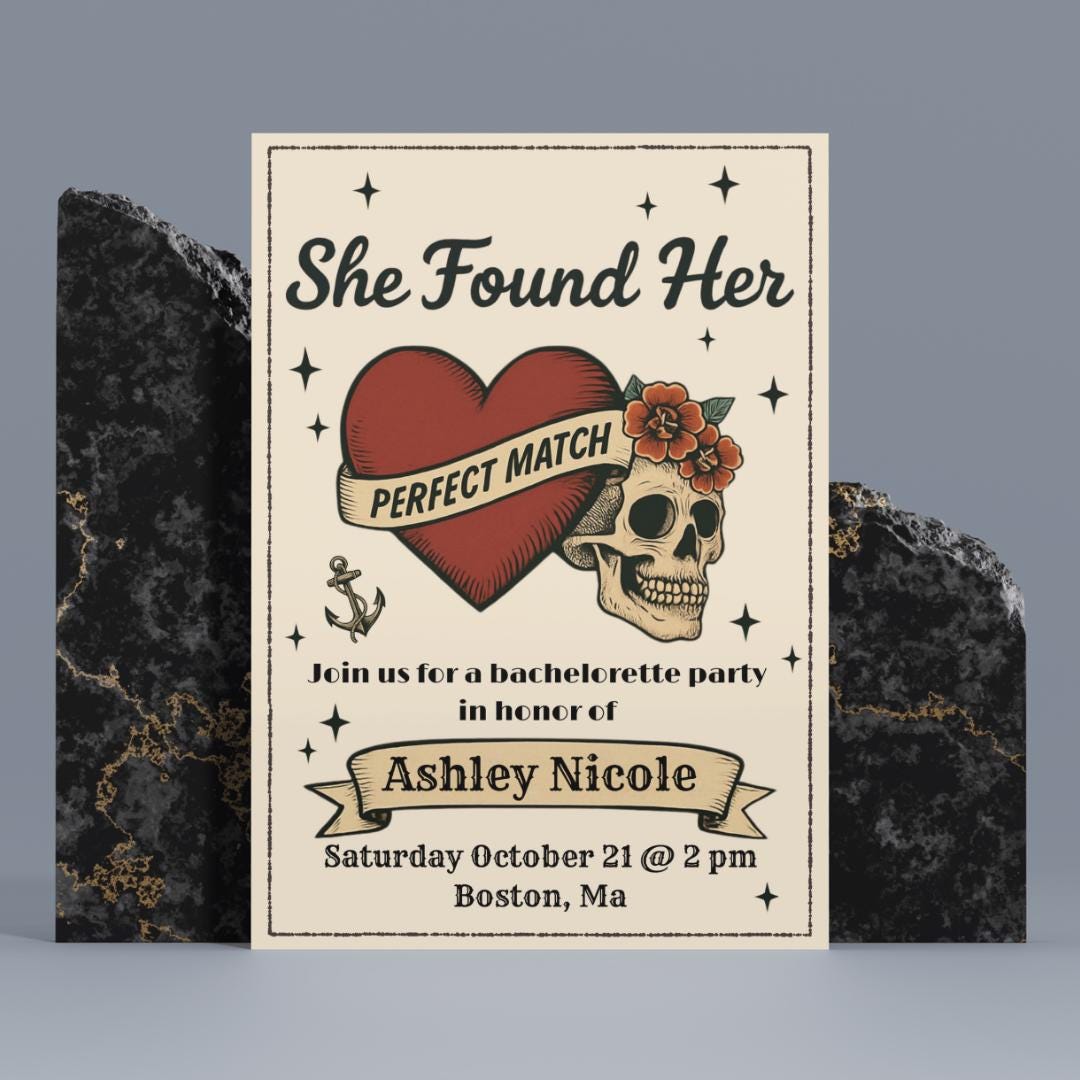 Tattoo Bachelorette Invite Template With Itinerary, She Found Her ...