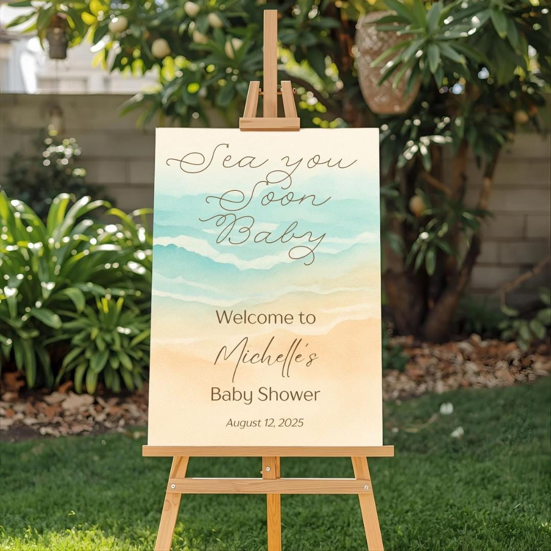 Sea You Soon Baby Shower Welcome Sign Template | Ocean Theme Baby ...
