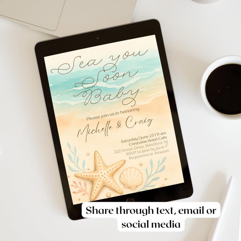 Sea You Soon Baby Shower Invitation Template | Ocean Theme Baby Shower ...