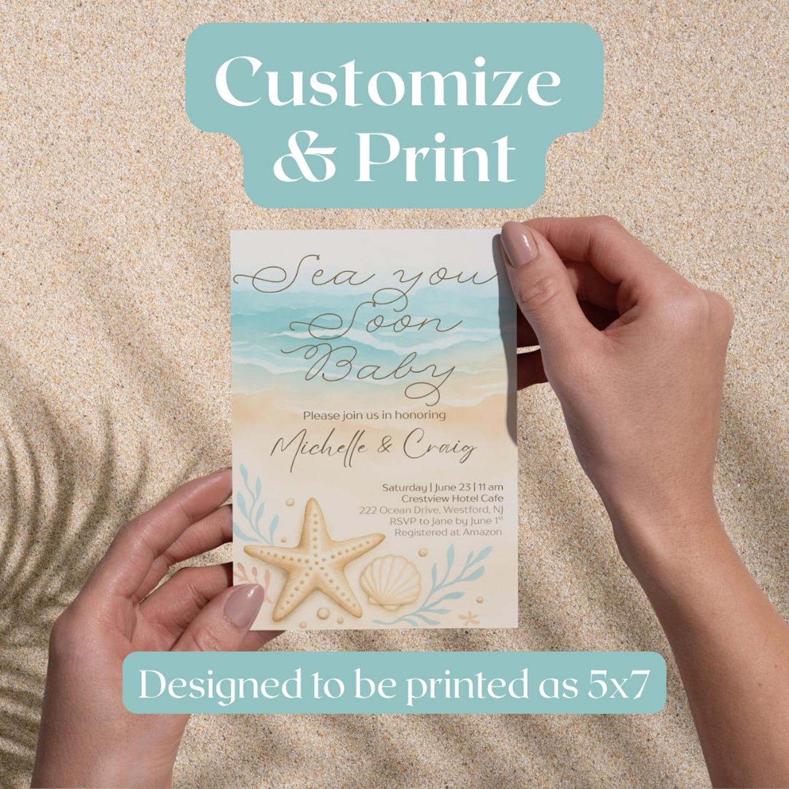 Sea You Soon Baby Shower Invitation Template | Ocean Theme Baby Shower ...