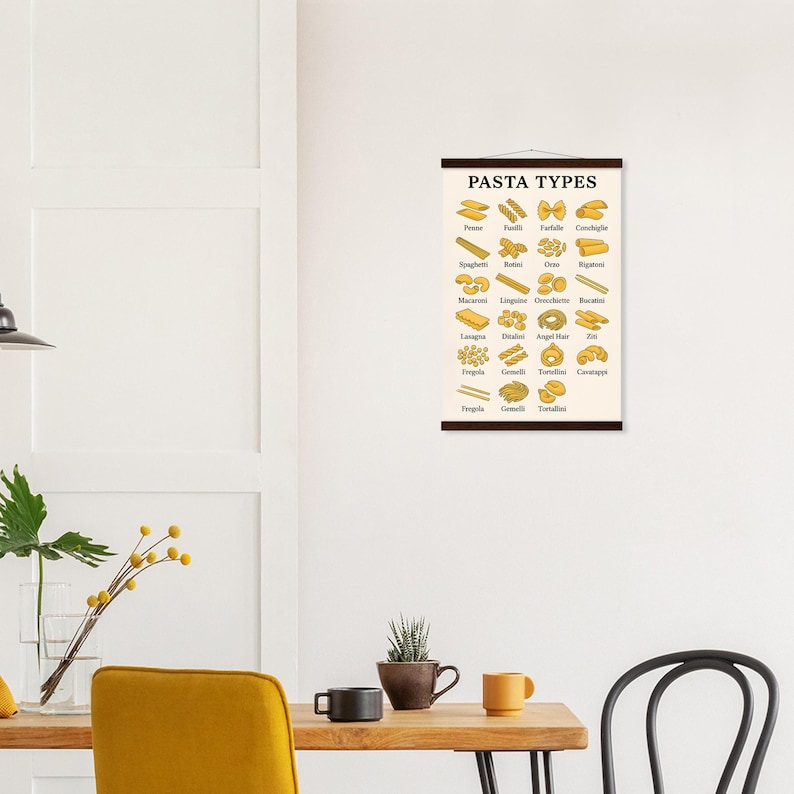 Charming Pasta Poster With Hanger - High-resolution Art of Different ...