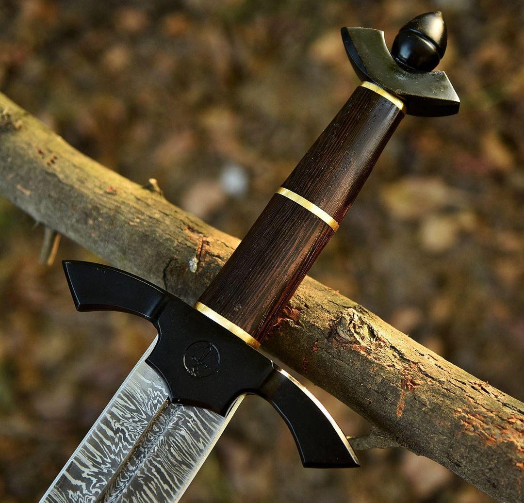 Medieval Age Black Damascus Dagger, Gift for Him, Gift for Dad ...
