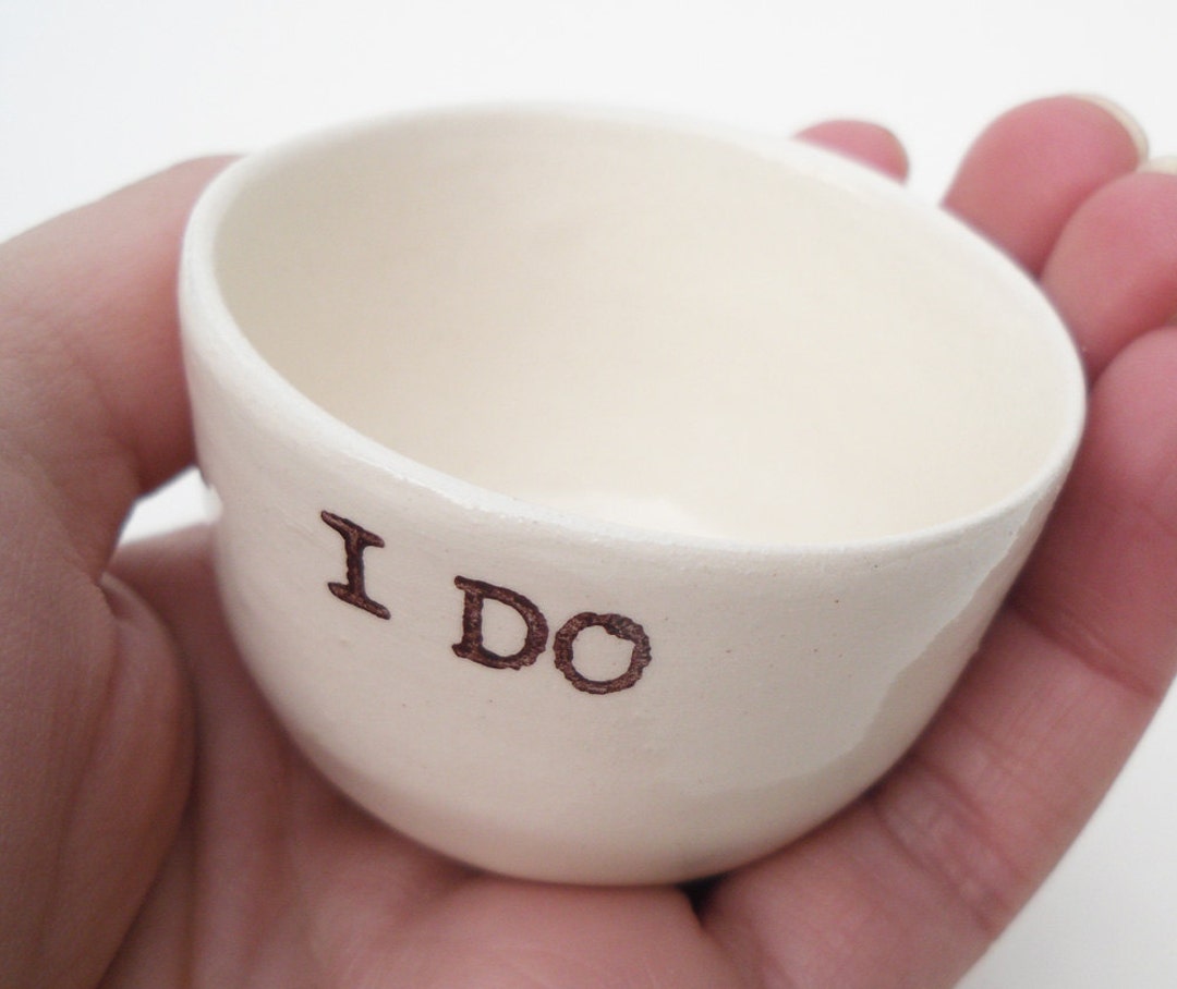 Gift for Bride, I DO Ceramic Wedding Ring Dish, Handmade Handprinted ...