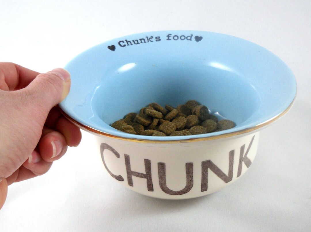 Personalized - Small Blue Cat Bowl or Large Dog Bowl - Handmade Ceramic ...