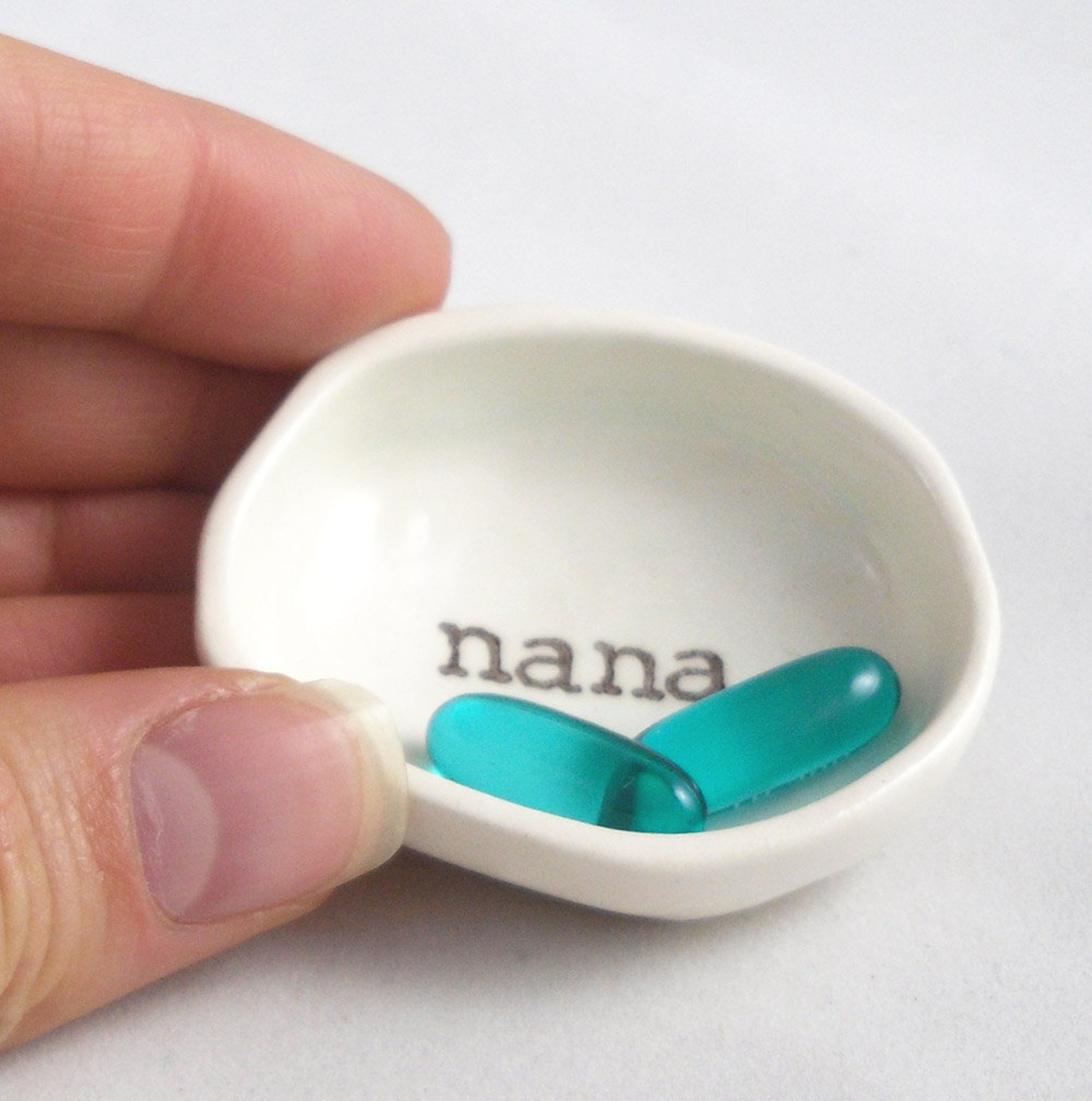 Mothers Day Gift for Nana HANDMADE PILL DISH Vitamin Dish White ...