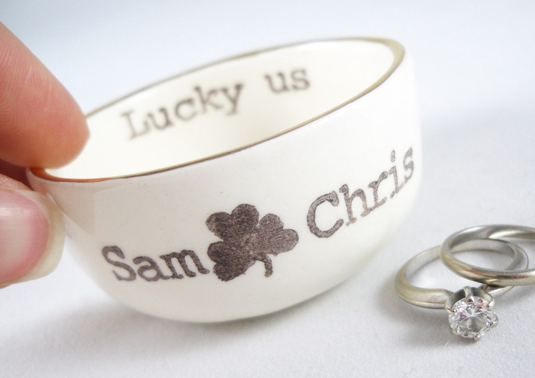 CUSTOM RING DISH Large Ring Bowl Big Ring Dish Deep Ring Holder Clover ...