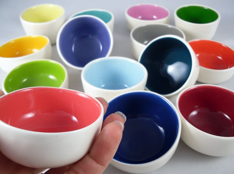 30 custom brightly colored pottery bowls sold at a discounted | Etsy
