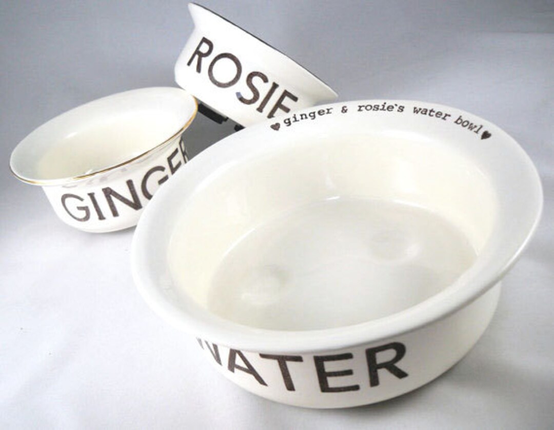 Handmade 1 Water Bowl 2 Food Bowls - Dog Gift for Family Pets to Share ...