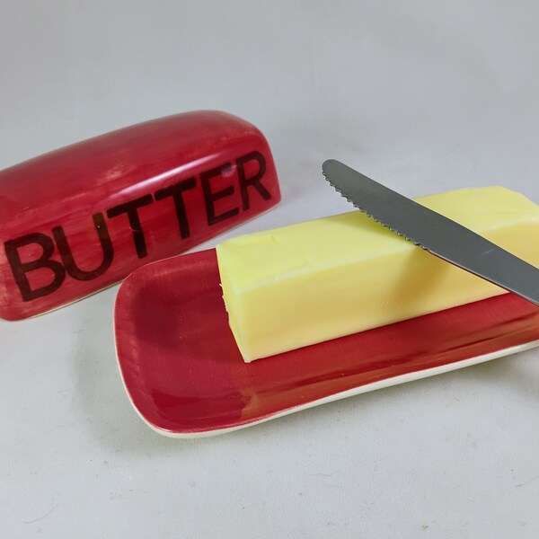 Red Butter Dish - Etsy