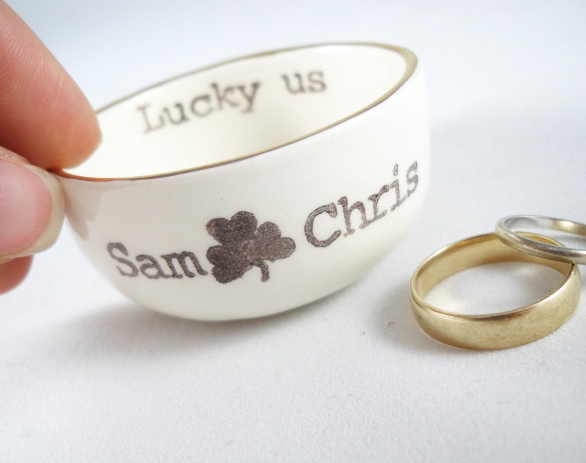 CUSTOM RING DISH Large Ring Bowl Big Ring Dish Deep Ring Holder Clover ...