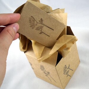 100 Custom Stamped Brown Kraft Gift Boxes, Tissue Paper and Tiny Gift ...