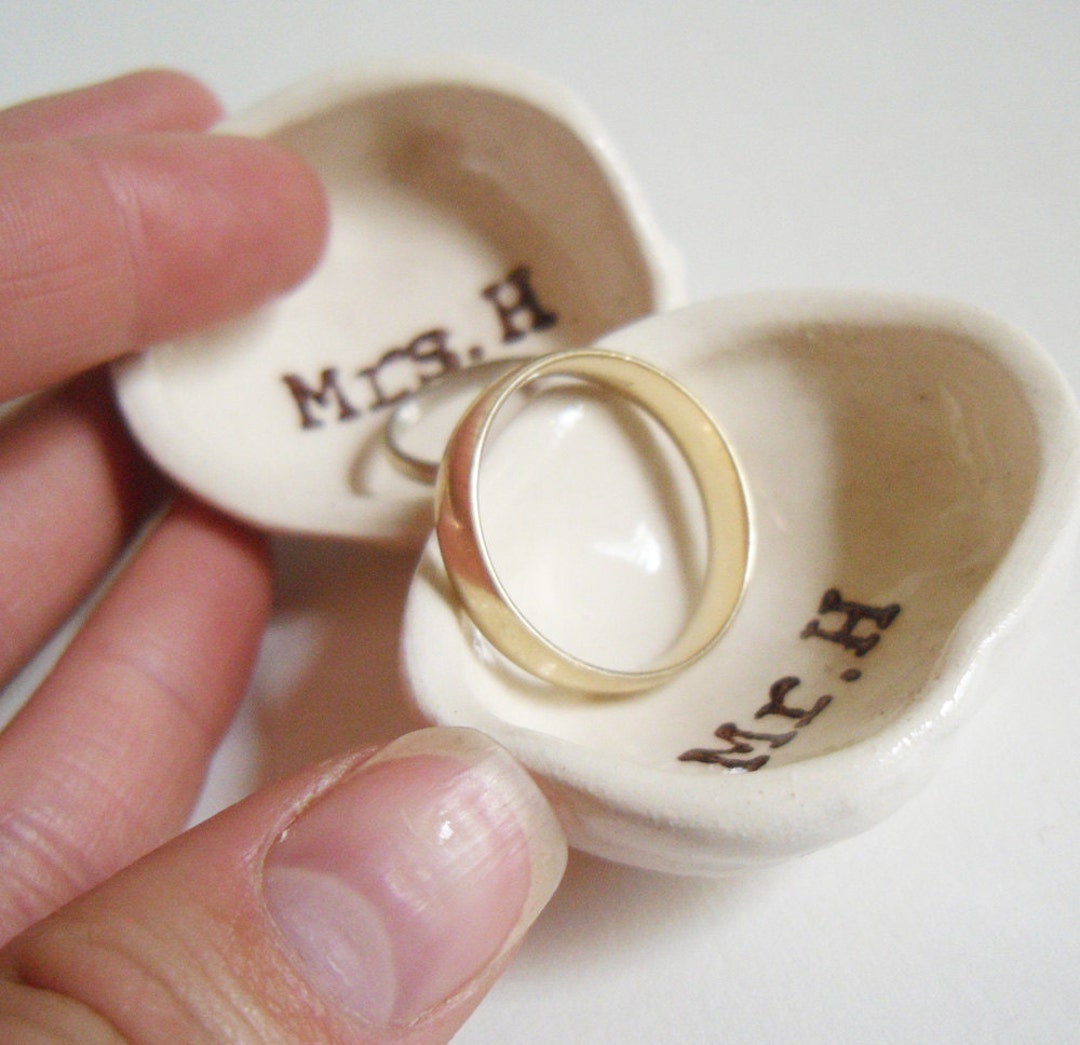 Personalized Ceramic ENGAGEMENT RING DISH With Stamped Initials and ...