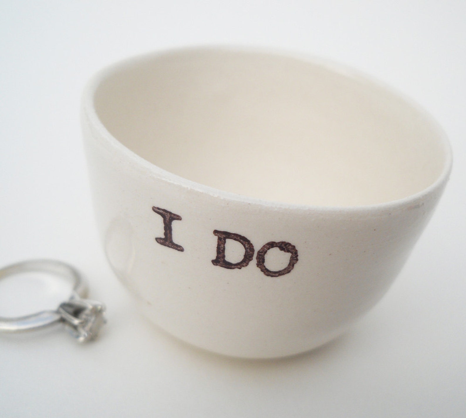 Gift for Bride, I DO Ceramic Wedding Ring Dish, Handmade Handprinted ...
