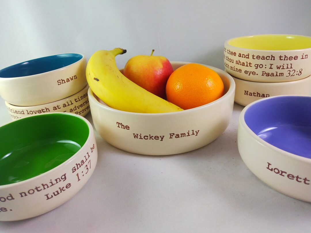 Set of Bowls for the Whole Family, Custom Printed Names, List of ...