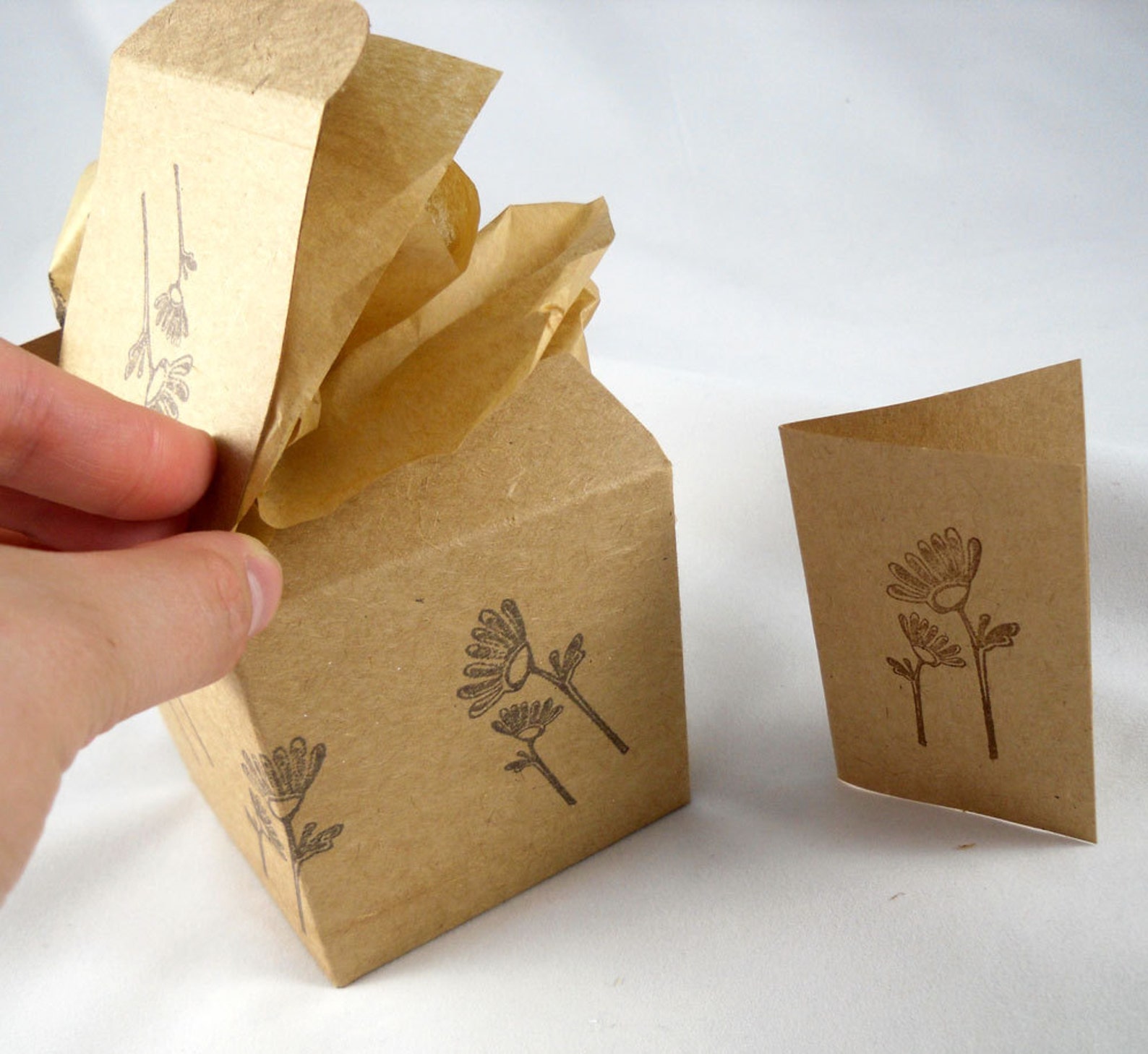 FLOWER GIFT BOX 3 Piece Set Including Hand Stamped Gift Box - Etsy