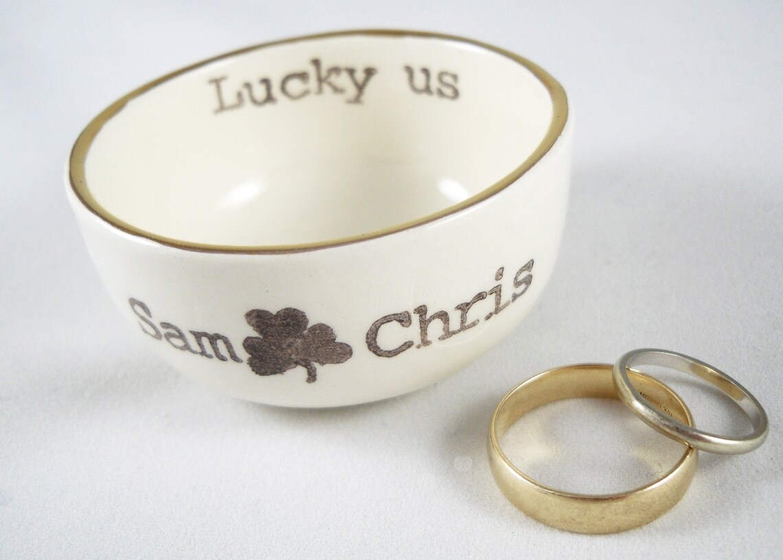 CUSTOM RING DISH Large Ring Bowl Big Ring Dish Deep Ring Holder Clover ...