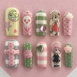 Soul Eater Maka Crona Press-on Nails | Handmade Anime Chibi Art ...