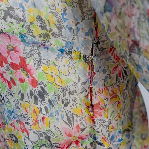 vintage 1930s illusion balloon sleeve sheer chiffon m… - Gem