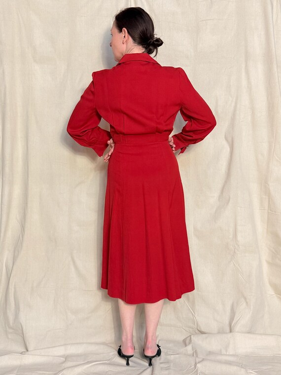 1940s red wool gabardine dress | vintage 40s Andrea o… - Gem